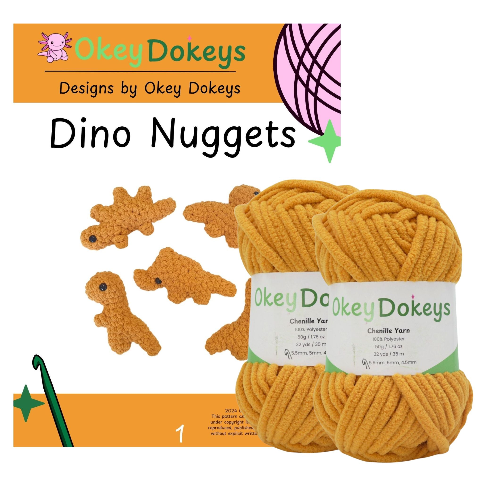 Crochet Dino Nugget Pattern Only – Okey Dokeys